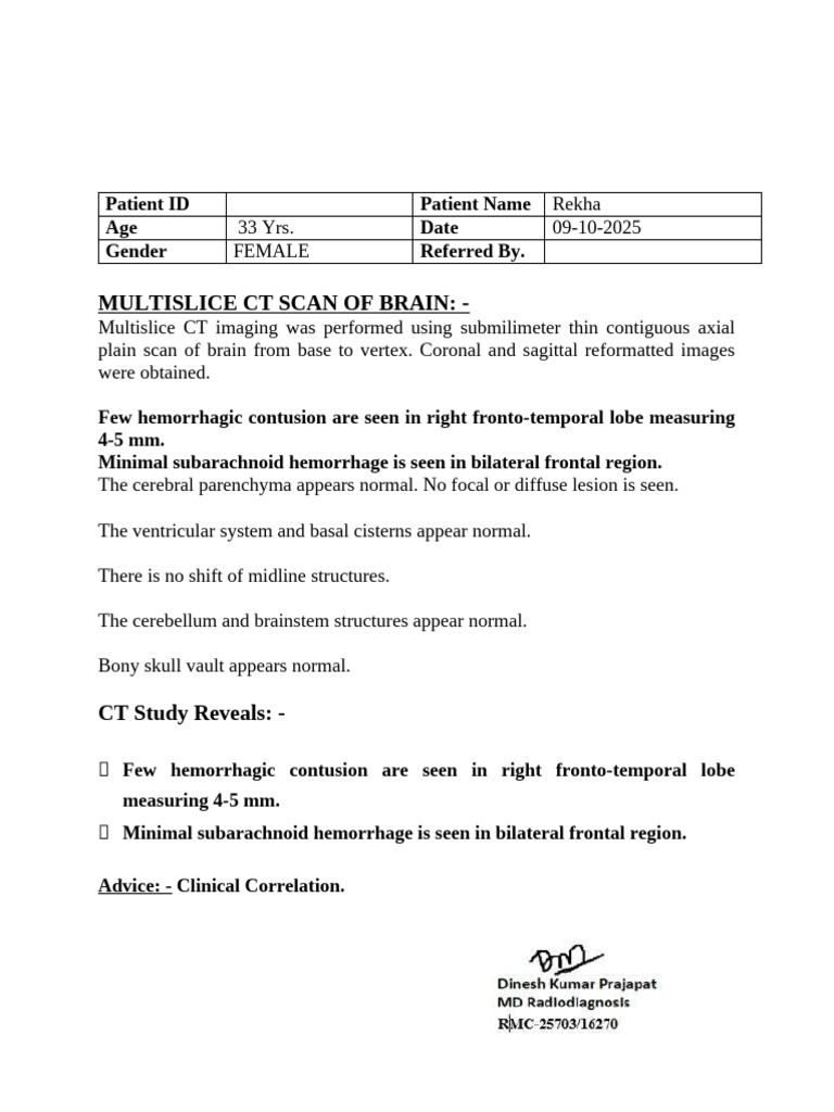 Brain NCCT Rinku | PDF