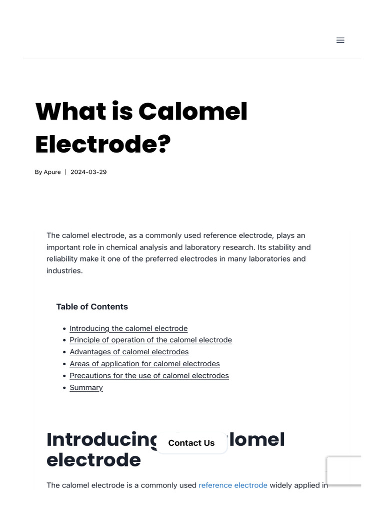 What Is Calomel Electrode - Apure | PDF | Ph | Electrochemistry