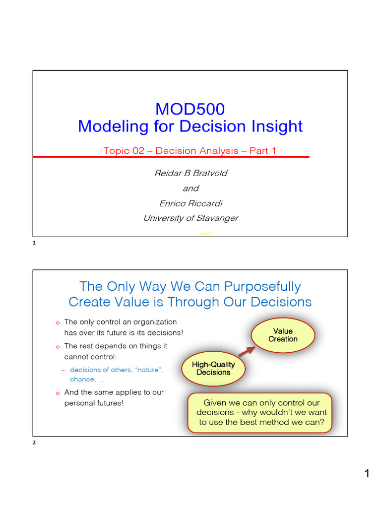 Decision Analysis for Value Creation | PDF | Decision Making | Risk