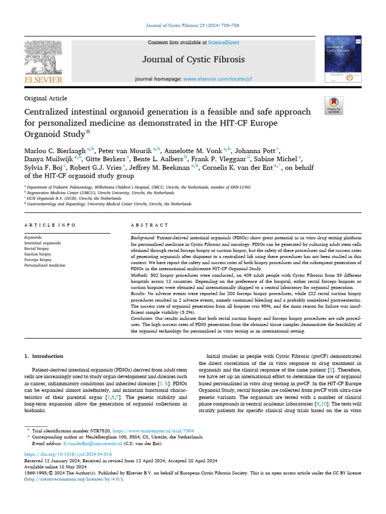 Centralized Intestinal Organoid Generation Is A Fe | PDF | Health ...