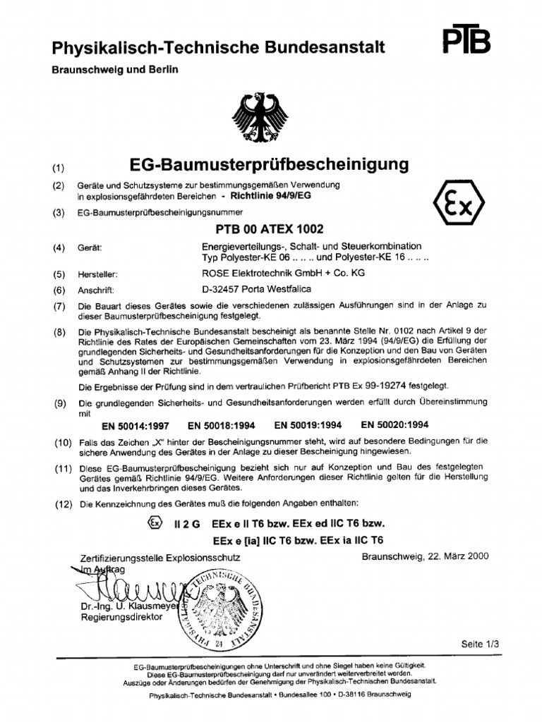 00 Atex 1002 | PDF