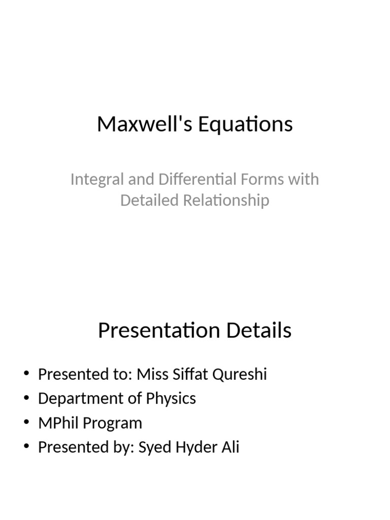 Maxwells Equations Detailed Presentation Updated | PDF ...