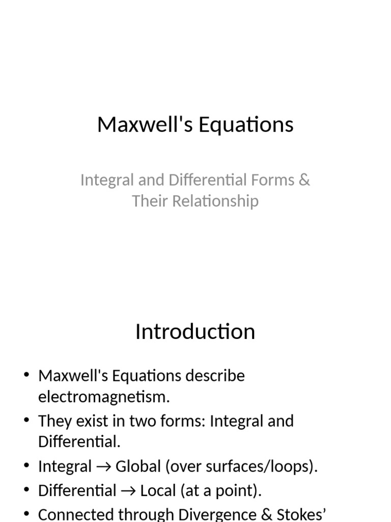 Maxwells Equations Presentation Pdf