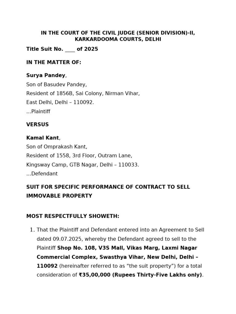 (In The Court of The Civil Judge (Senior Division) | PDF | Lawsuit ...