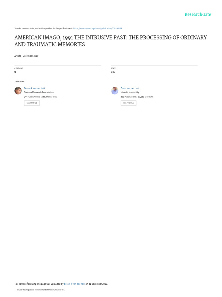 Processing Traumatic Memories in Psychology | PDF | Hysteria | Sigmund ...