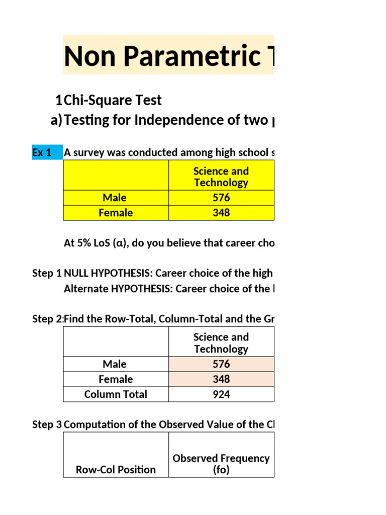 Chi Square Test For Independence | PDF | Chi Squared Test | P Value