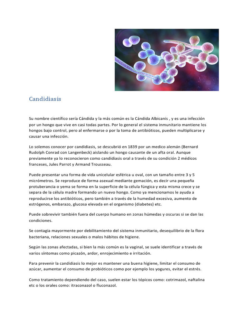 Candidiasis: Causas, Síntomas y Prevención | PDF