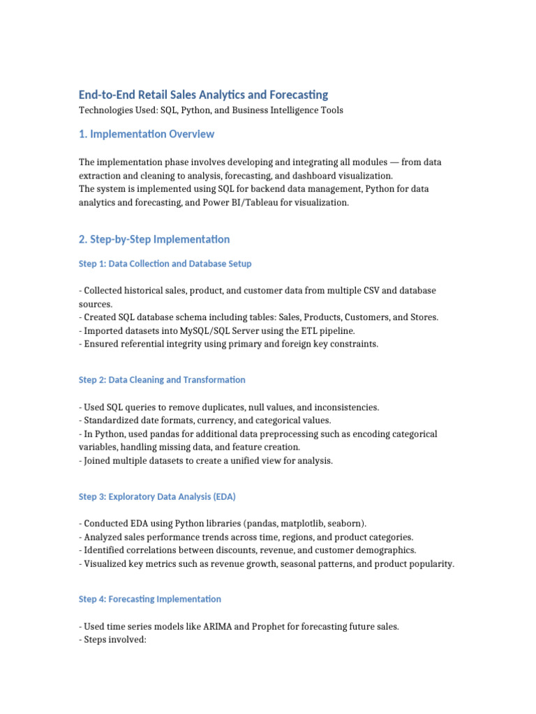 Retail Sales Analytics and Forecasting Implementation | PDF ...