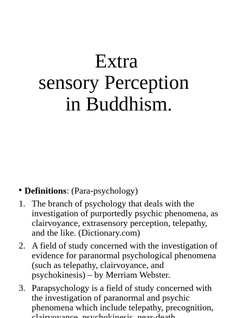 Extra Sensory Perception | PDF | Parapsychology | Buddhist Meditation