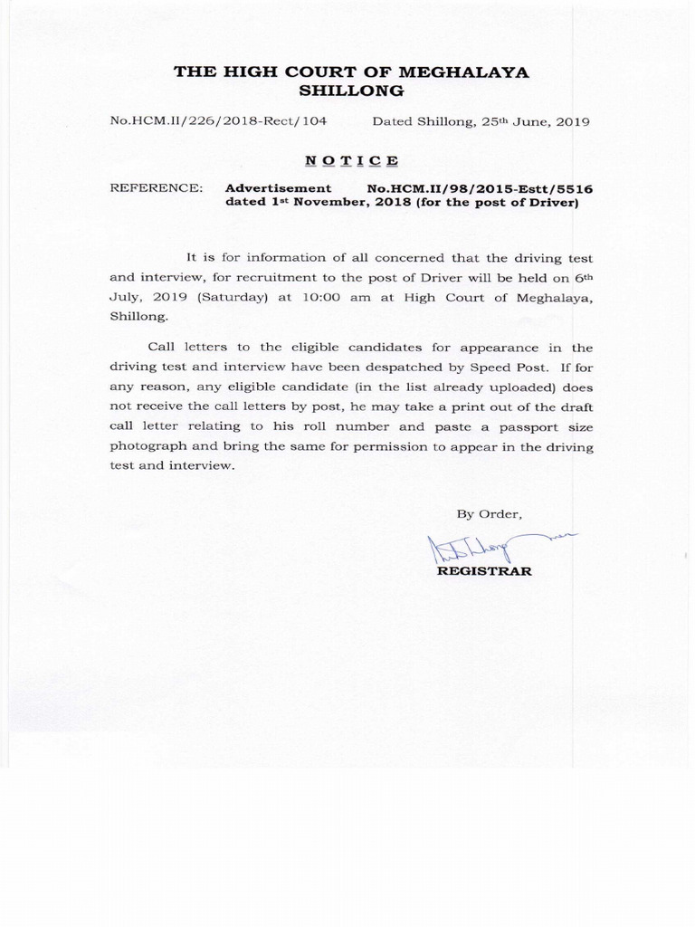 Call Letter Driver | PDF