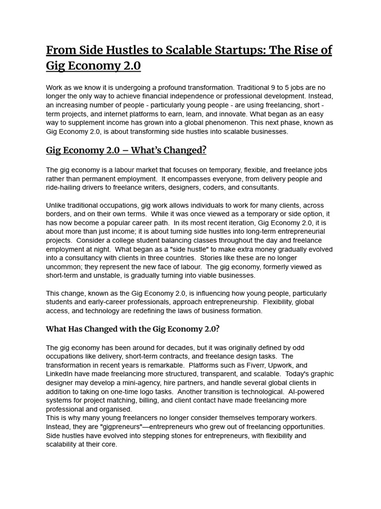 From Side Hustles To Scalable Startups - The Rise of Gig Economy 2 ...