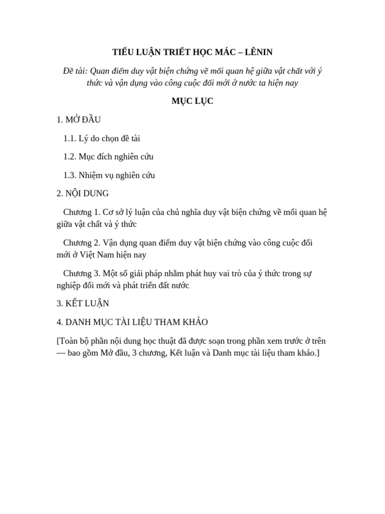 Tieu Luan Triet Hoc Mac Lenin 2025 | PDF