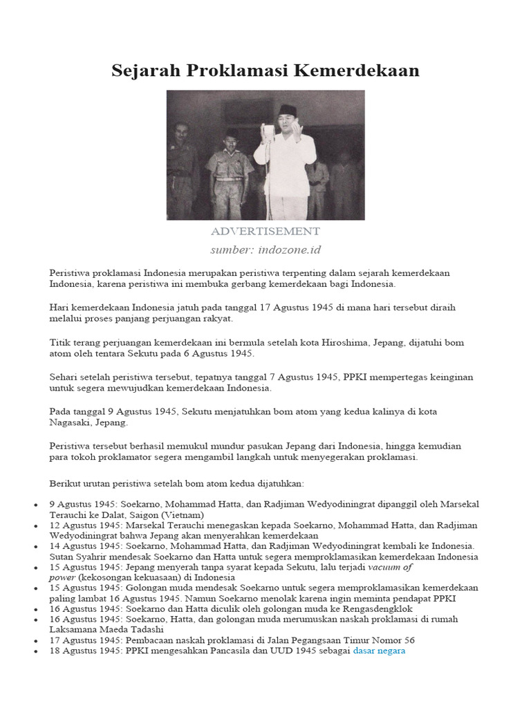 Proklamasi Kemerdekaan Indonesia | PDF