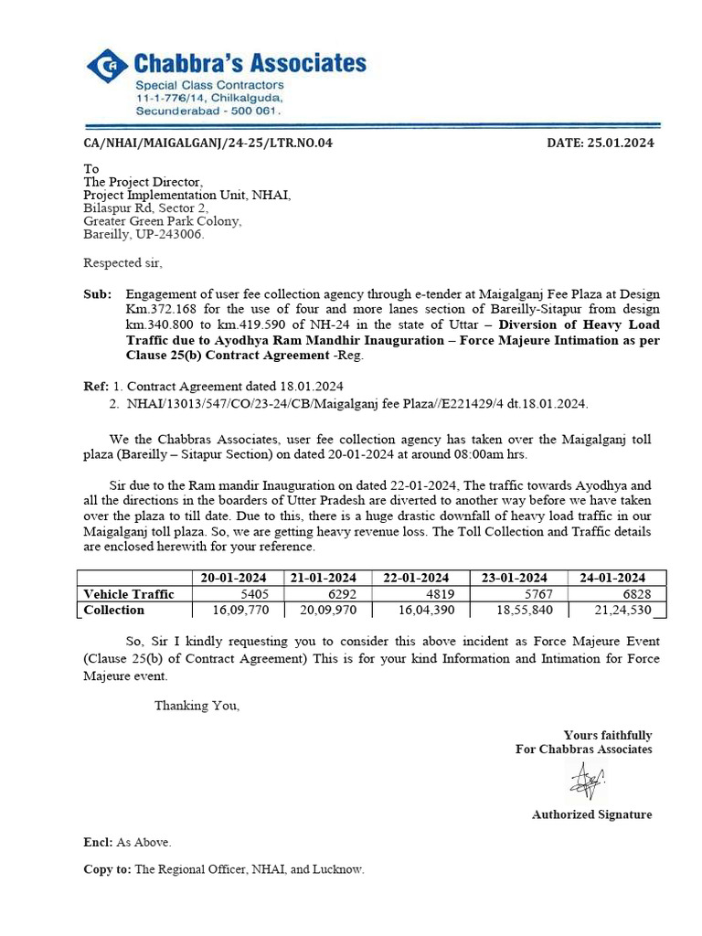 Maigalganj Toll Plaza Revenue Loss Notice | PDF