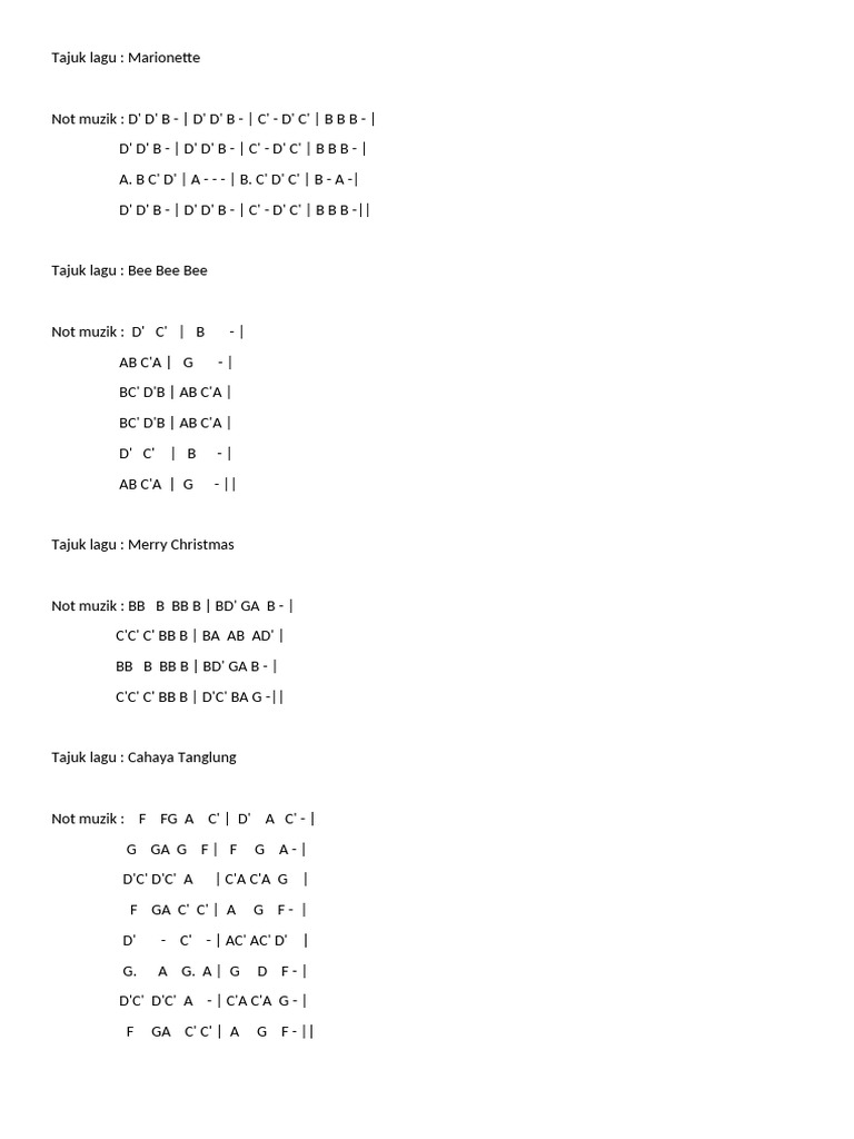 Lagu Rekorder | PDF