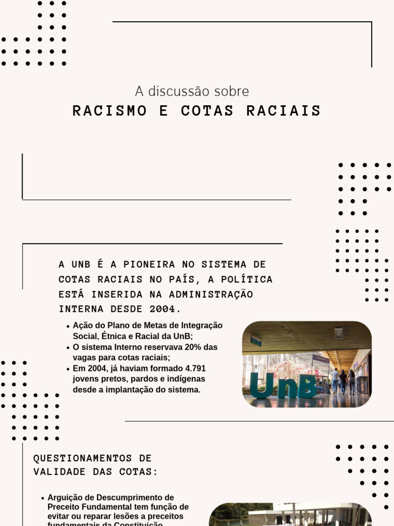 Cotas Raciais na UnB: História e Controvérsias | PDF | Racismo ...