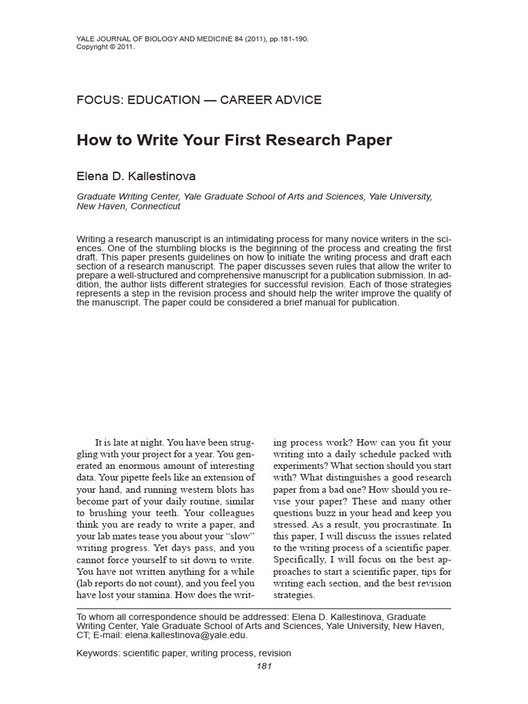 Writing Your First Research Paper Guide | PDF