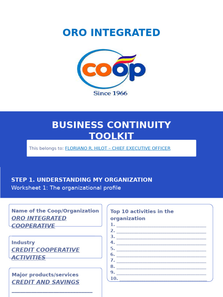 BCP Toolkit Complete OIC COVID19 | PDF | Cooperative | Business