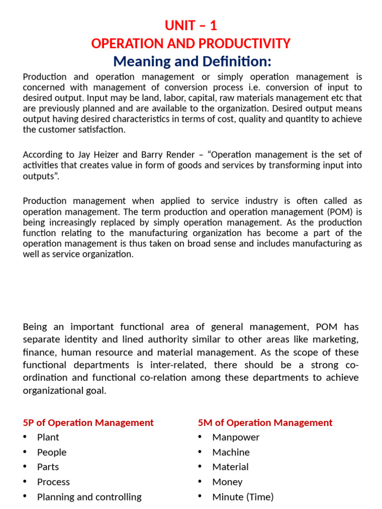 UNIT-1-Operations and Productivity | PDF | Labour Economics ...