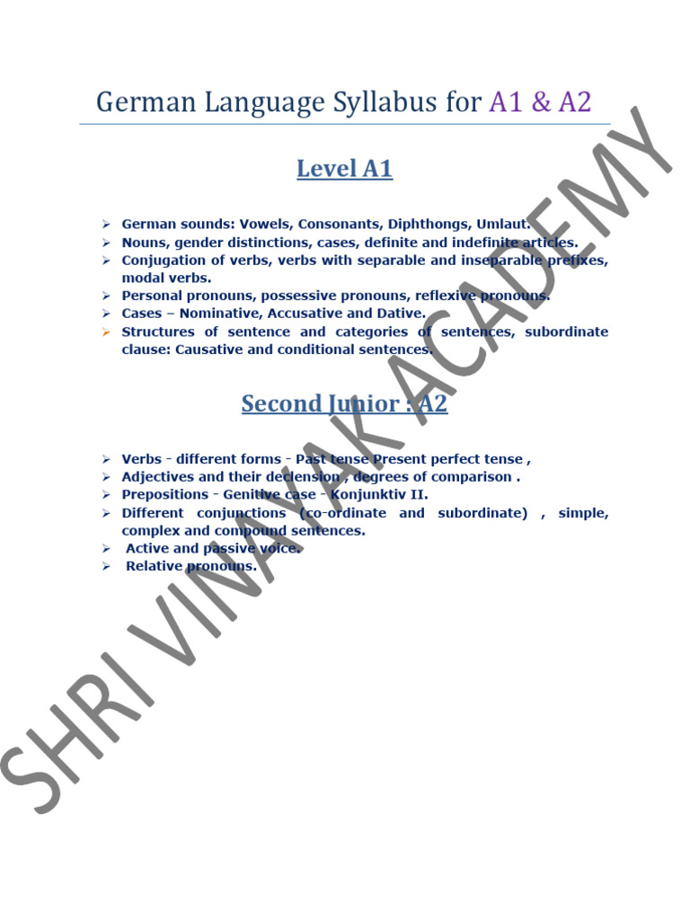 918-German Language Syllabus | PDF