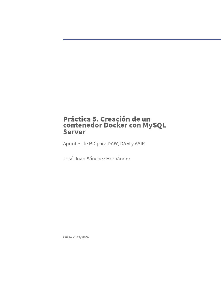 Práctica 5. Creación de Un Contenedor Docker Con MySQL Server. | PDF ...