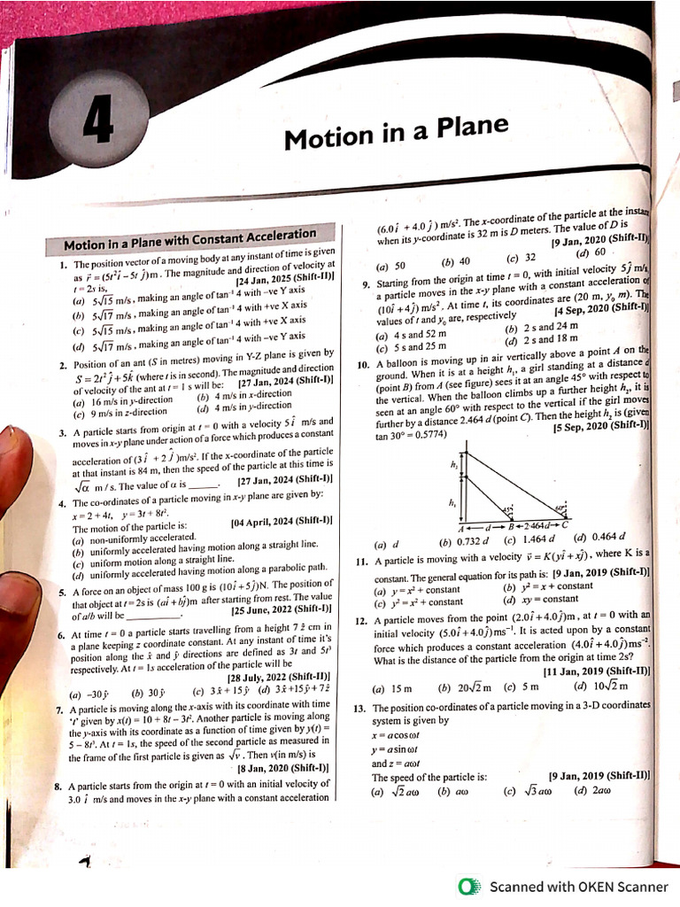 4) Motion in Plane | PDF