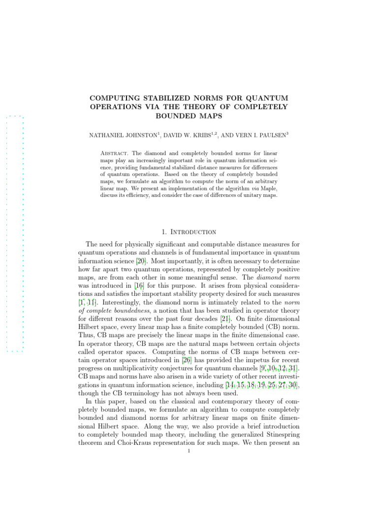 2007 Computing Stabilized Norms For Quantum Operations Via The Theory ...