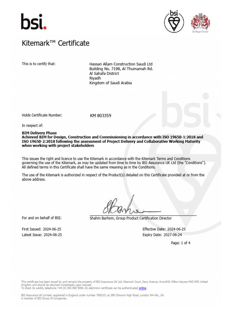 Kitemark Certificate for BIM Compliance | PDF | Production And ...