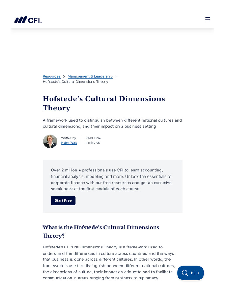 Hofstede's Cultural Dimensions Theory - Overview and Categories | PDF ...