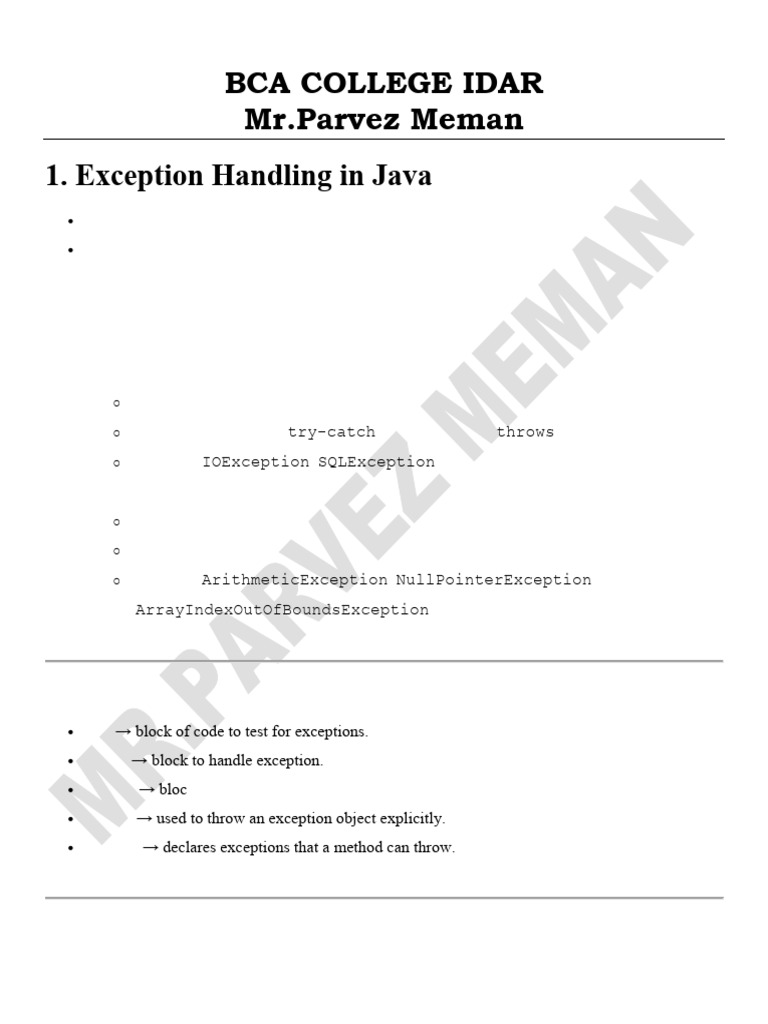 Exception in Java-1 | PDF