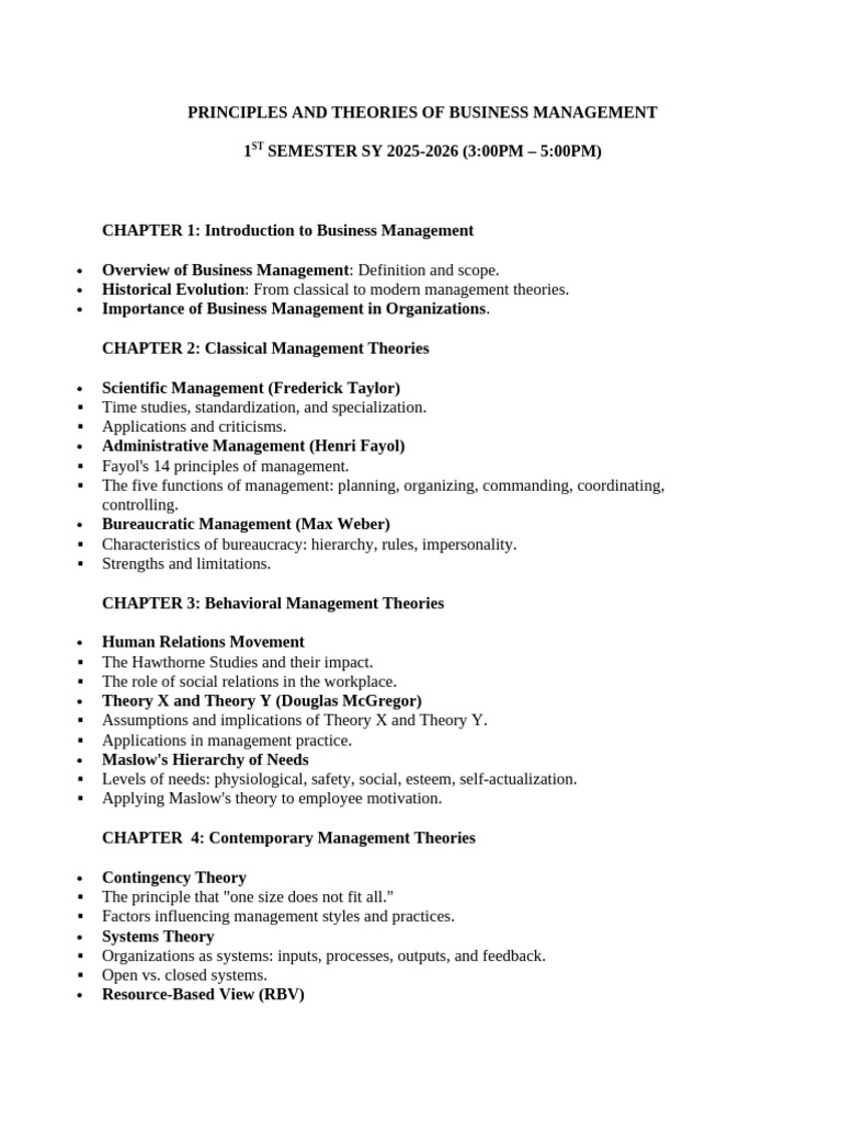 Principles and Theories of Business Management S | PDF | Change ...