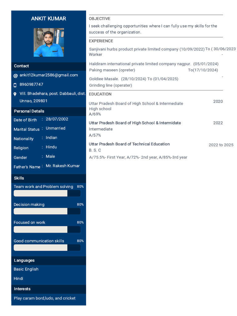 Ankit Kumar (CV) | PDF