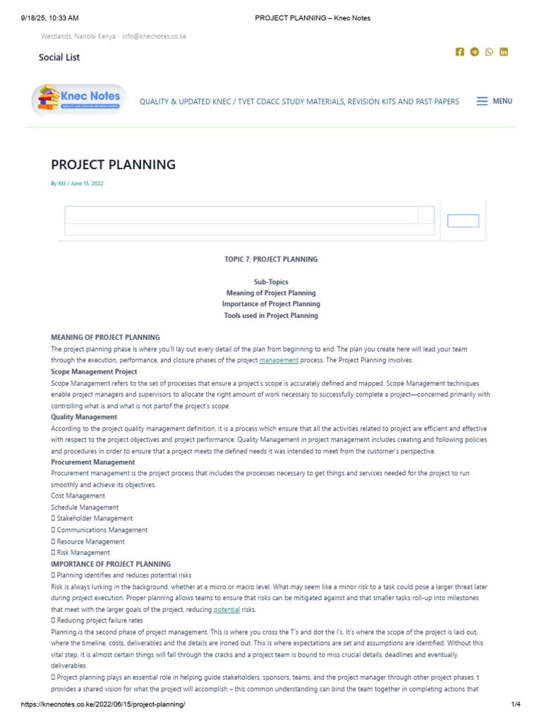 Project Planning Essentials Guide | PDF | Project Management | Business