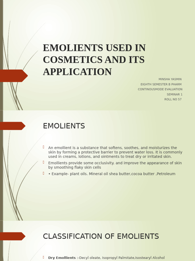 Emolients Used in Cosmetics and Its Application | PDF | Skin