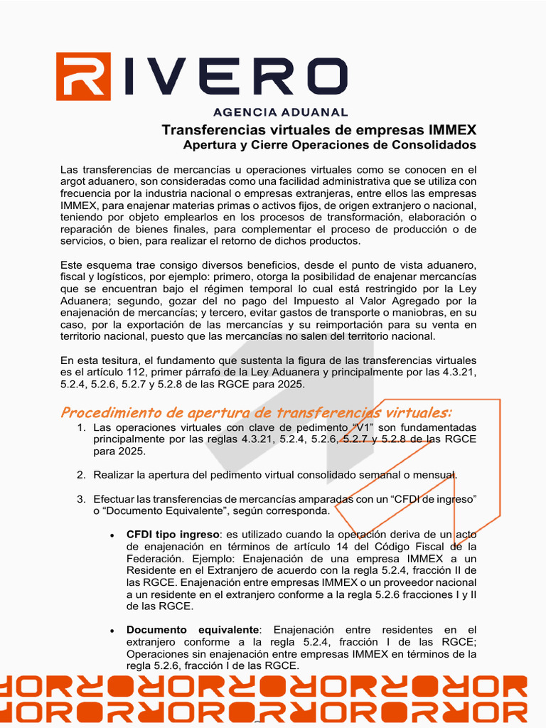 Transferencias Virtuales IMMEX: Guía 2025 | PDF | aduana | Economias