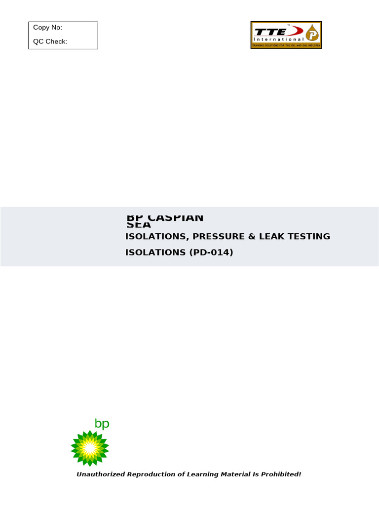 PD-014 Plant Isolation | PDF | Valve | Risk Assessment