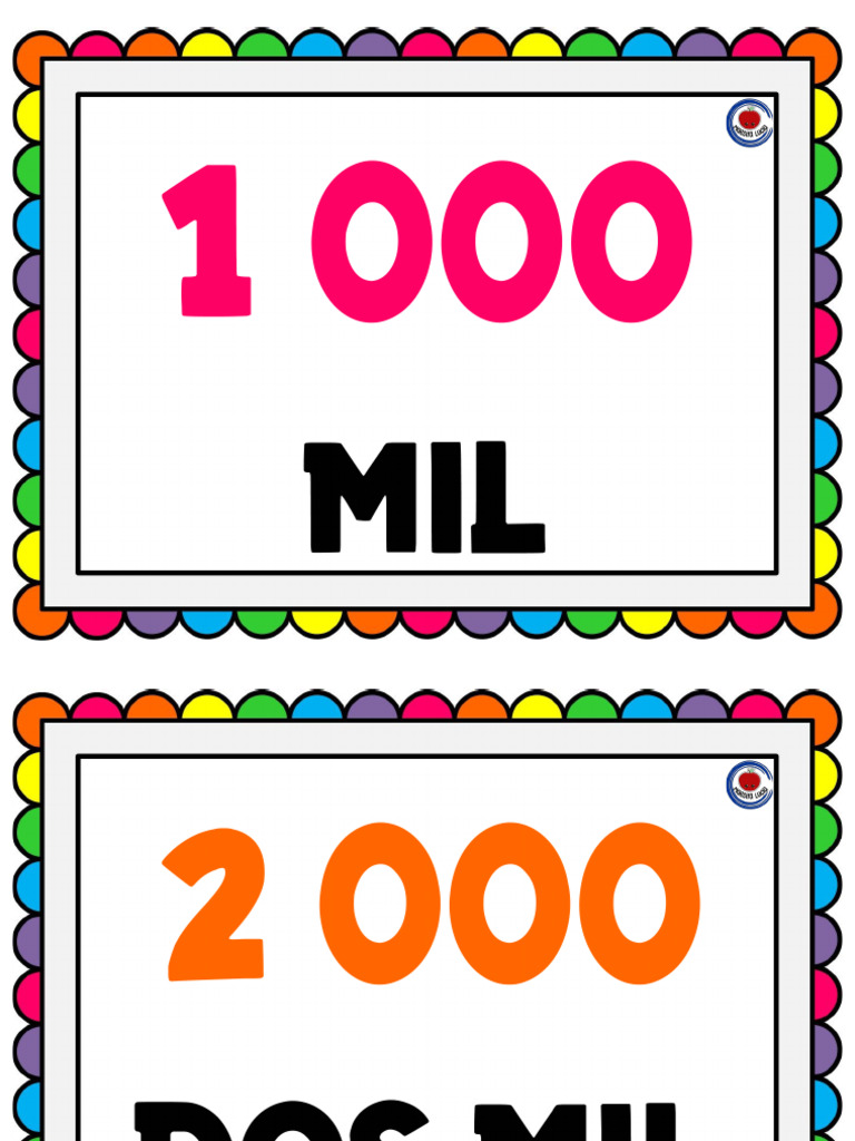 Números Mil Al Millón Colores PDF - 250925 - 134234 | PDF