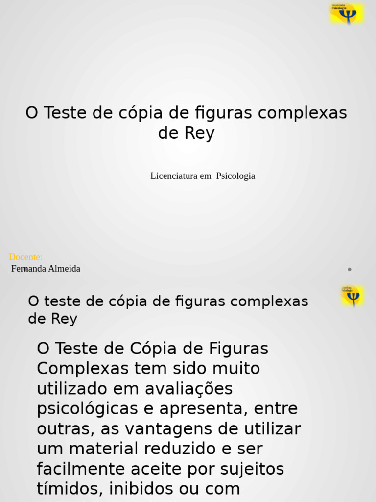 Tema I O Teste de Figuras Complexas de Rey | PDF | Memória | Desenho