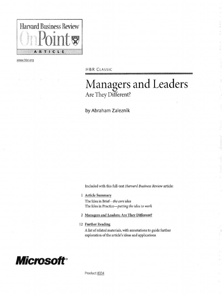 Zaleznik 1977 HBR | PDF