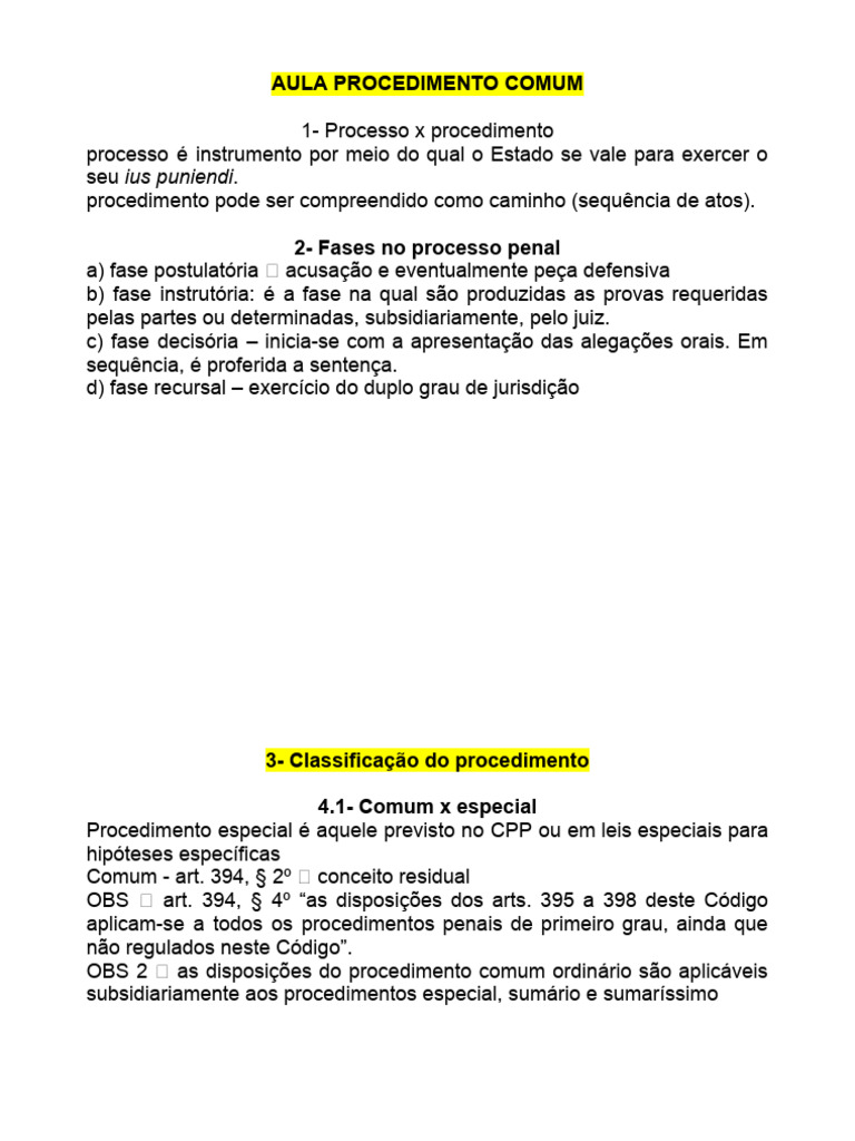 Aula Procedimento Comum Ordinário | PDF | Citação (jurídico) | Sentença ...