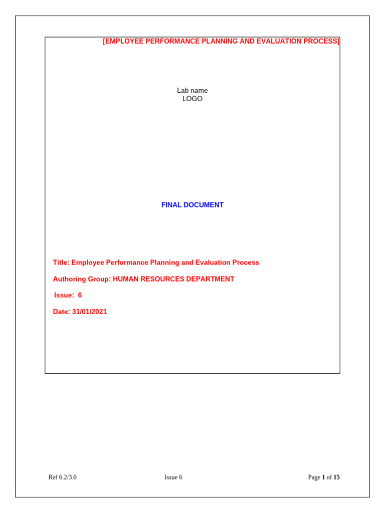 Employee Performance Planning and Evaluation Process | PDF ...