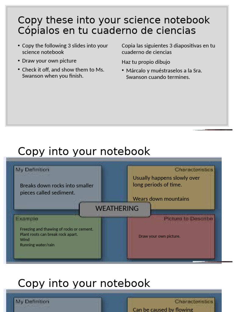 Frayer Models For Weathering Erosion and Deposition | PDF