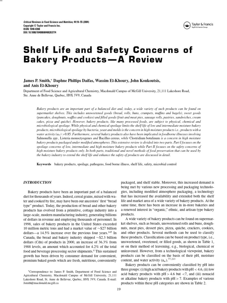 Self Life and Safety of Bakery | PDF