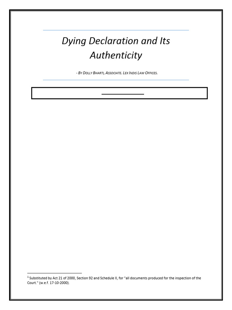 Dying Declaration and Its Authenticity | PDF | Hearsay | Witness