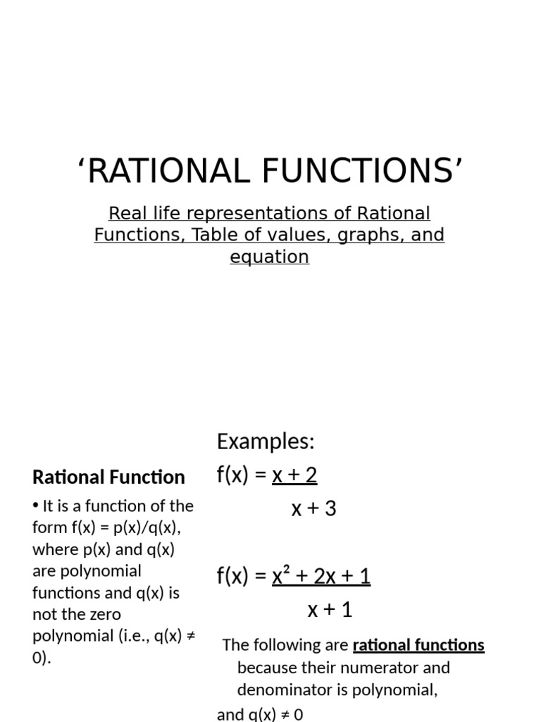 Understanding Rational Functions in Real Life | PDF | Function ...