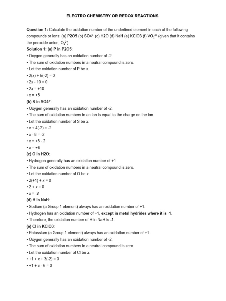 Electro Chemistry | PDF | Redox | Chlorine