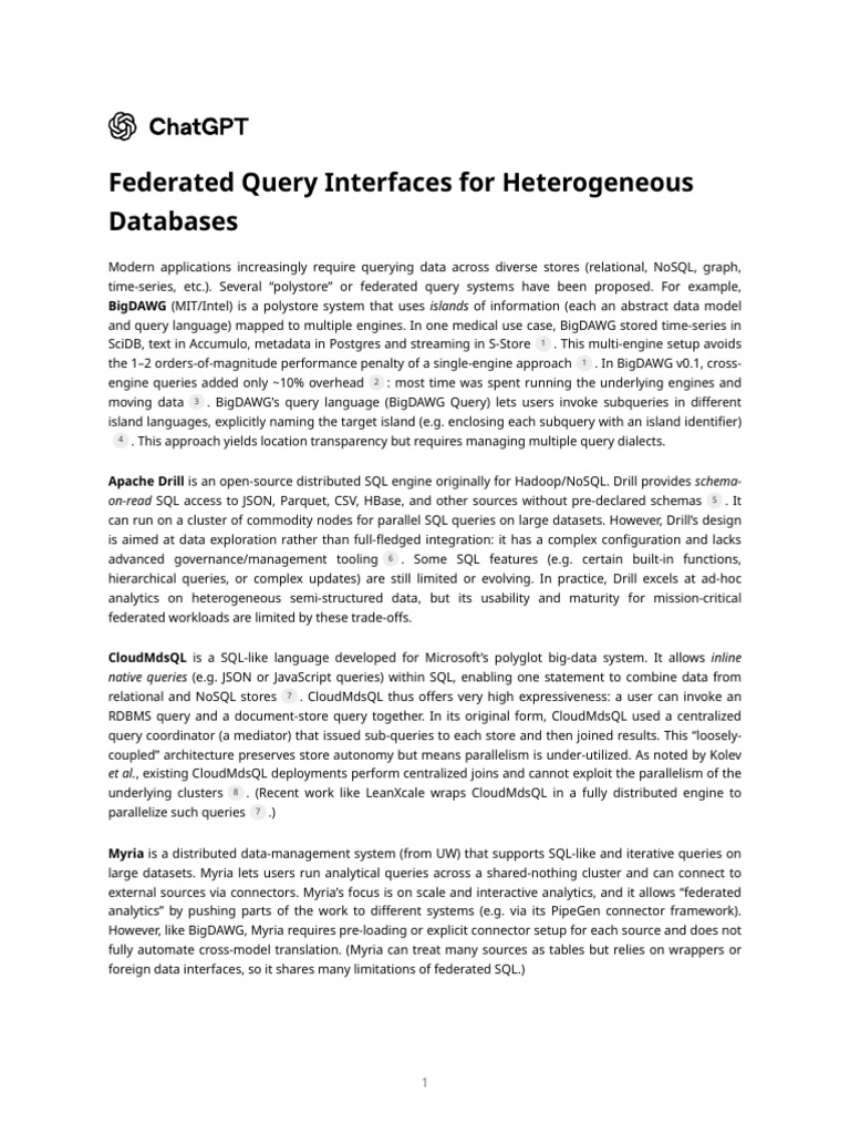 Federated Query Interfaces For Heterogeneous Databases | PDF | No Sql ...