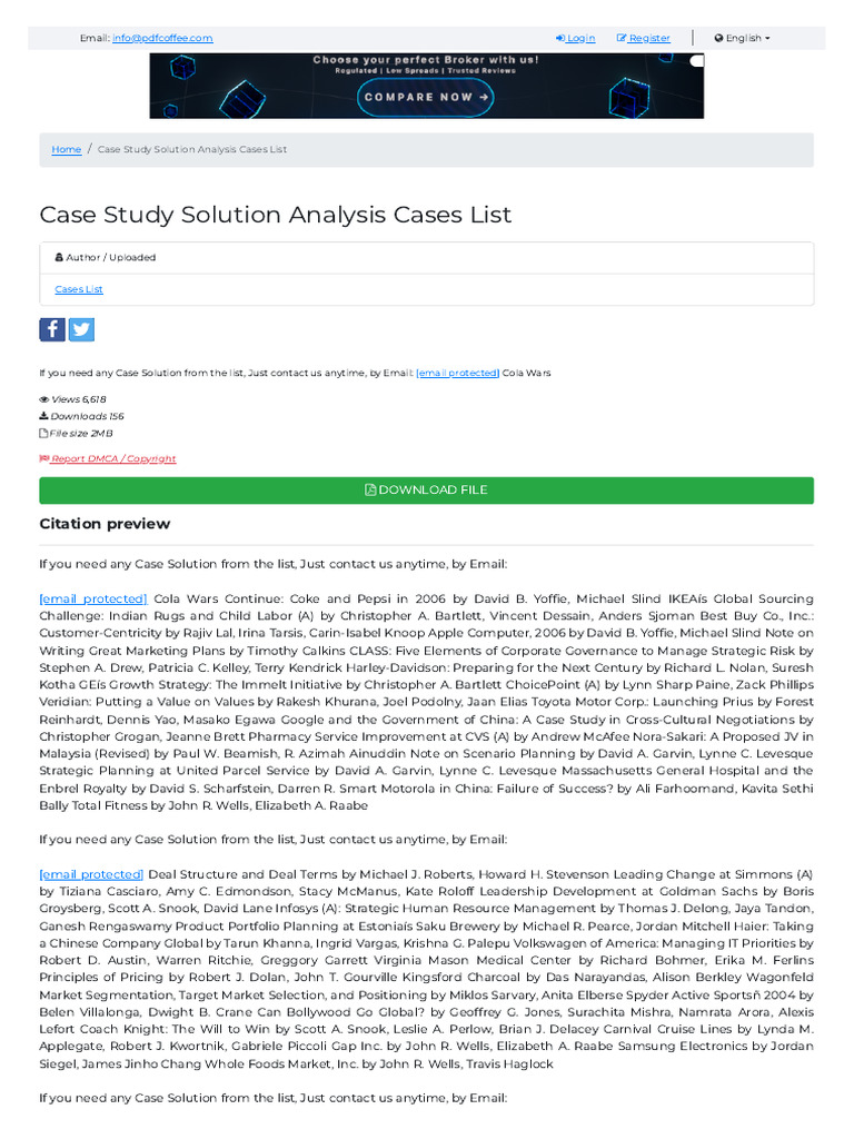 Case Study Solution Analysis Cases List | PDF | Business