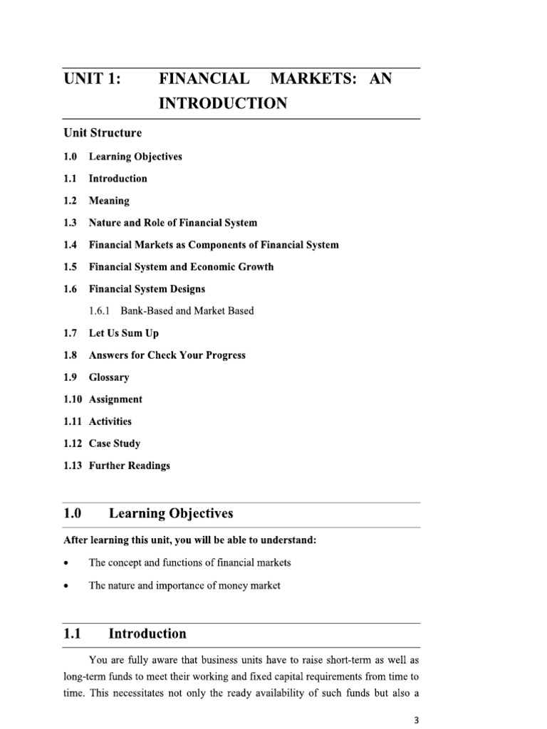 Unit-I Financial System and Market | PDF