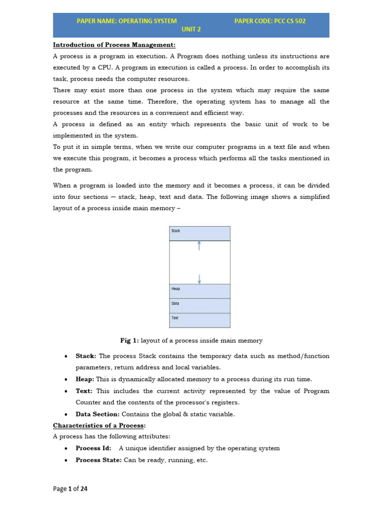OS - PCCCS 502 - UNIT 2 - Process, Thread, Process Scheduling | PDF | Process (Computing ...